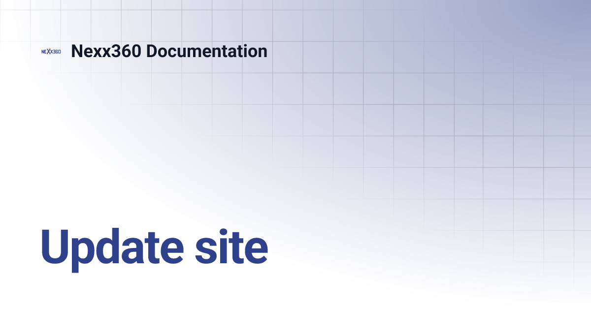Update site | Nexx360 Documentation